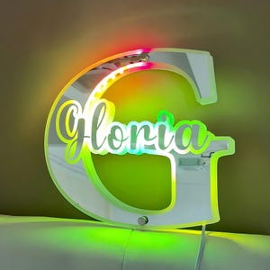 Custom Led Mirror Light up Letter, Personalized Inital Name Mirror Neon ...