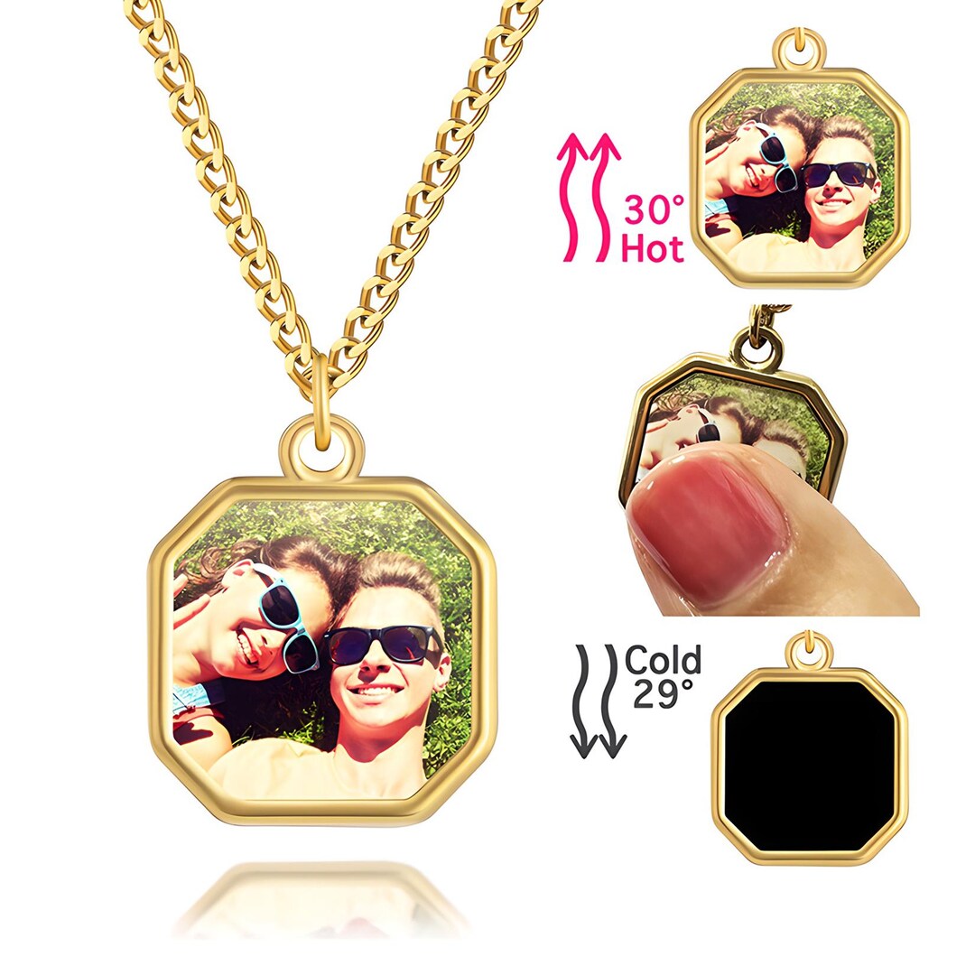 Personalized Heat-activated Photo Necklace, Hidden Picture, Stainless ...
