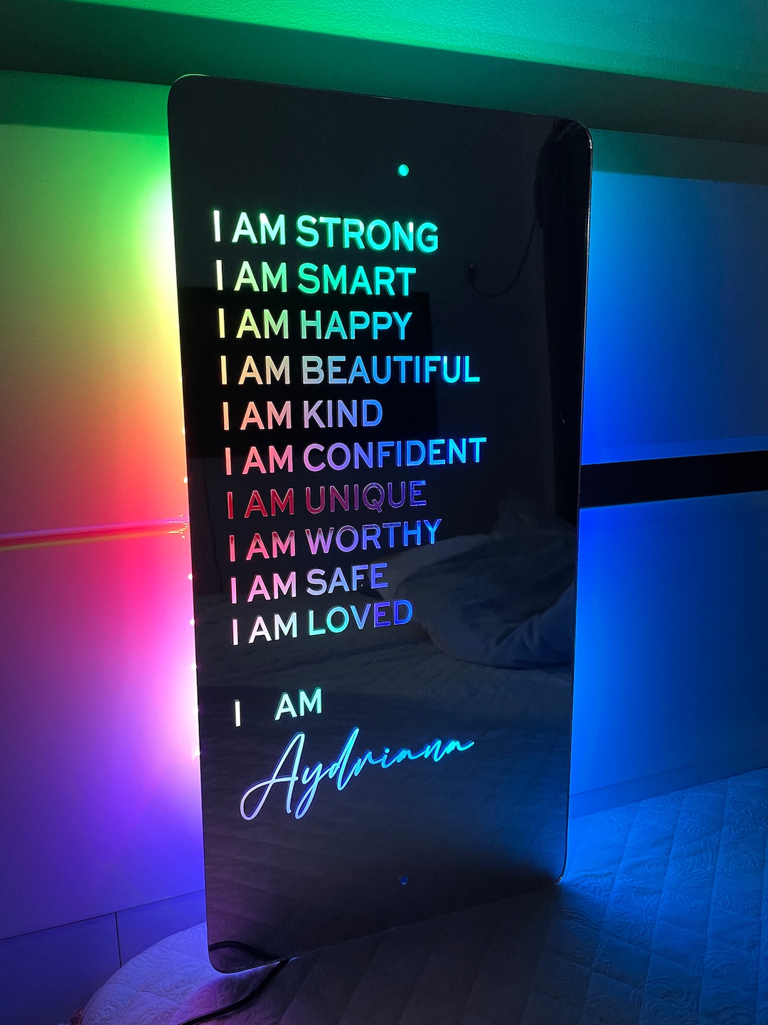 Custom I AM Affirmation Mirror, Personalized Name Mirror Neon Sign, I ...