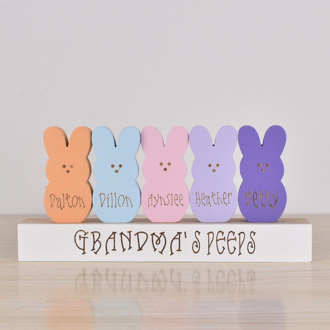 Personalized Wooden Rabbit Family Decor, Colorful Rabbit Ornament ...