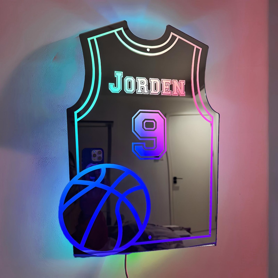 Custom Basketball Kit LED Light up Mirror Ligth, Personalized American ...
