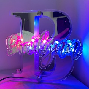 Custom Led Mirror Light up Letter, Personalized Inital Name Mirror Neon ...