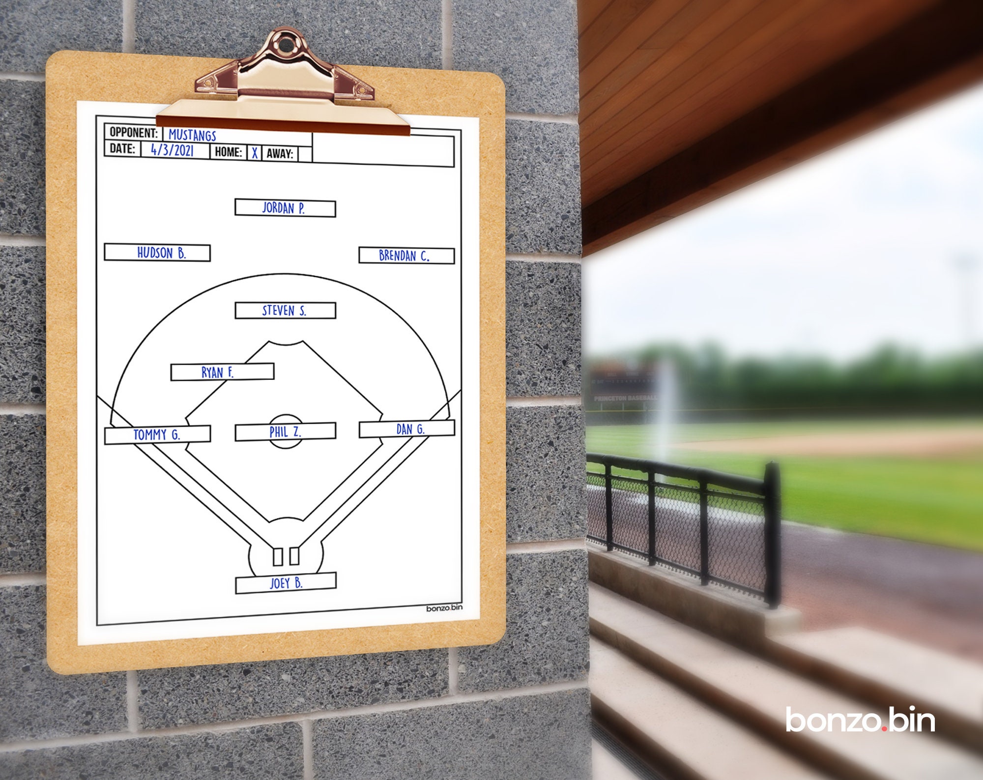 Baseball Lineup Card, Player Position Printable, Depth Chart, Coaching ...