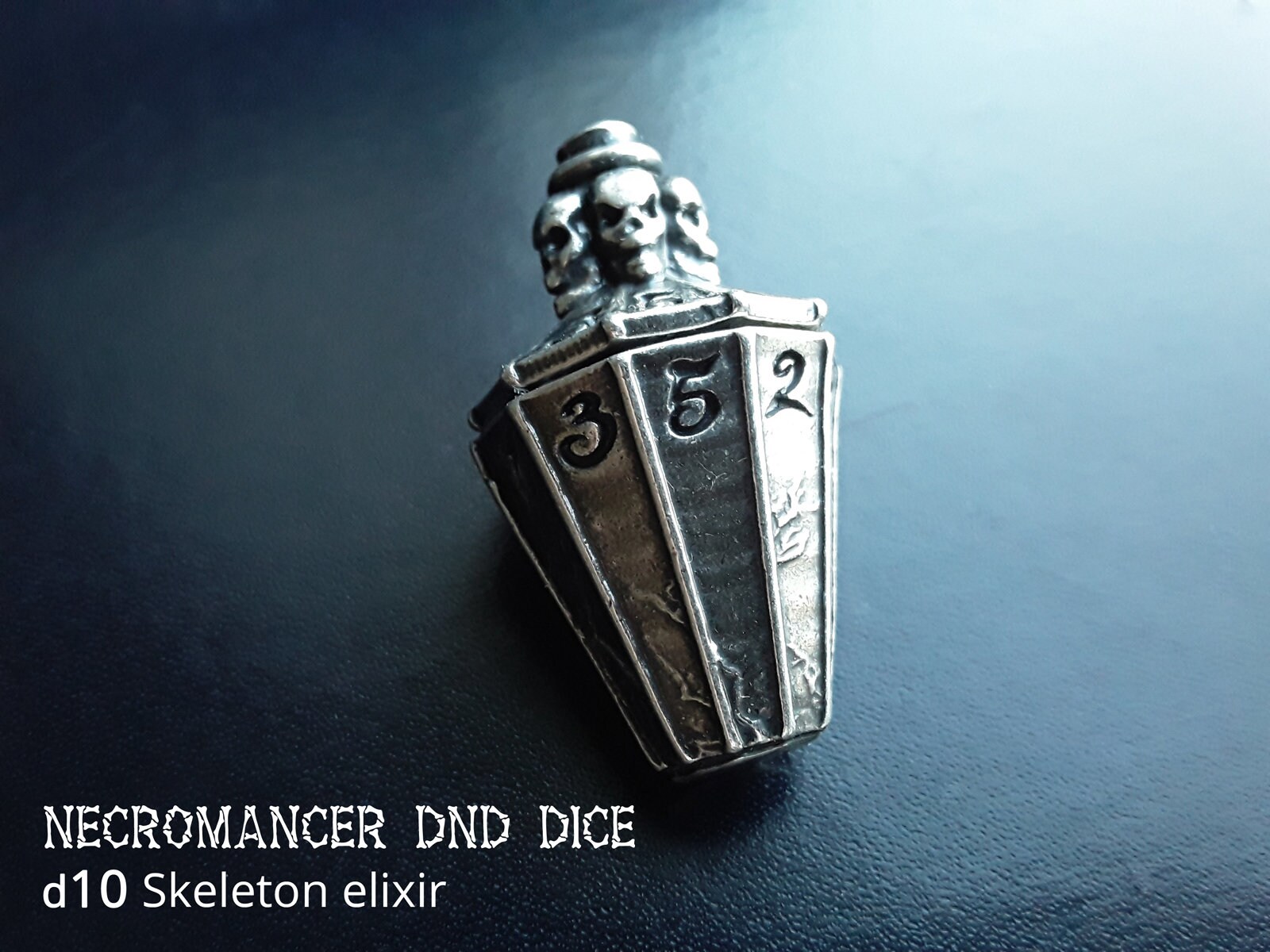 Necromancer dnd dice set silver color | Etsy