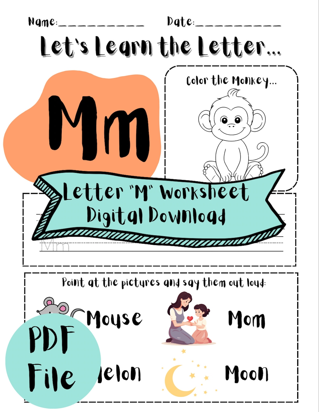 Alphabet Letter M Homework Letter Word Search and Matching School ...