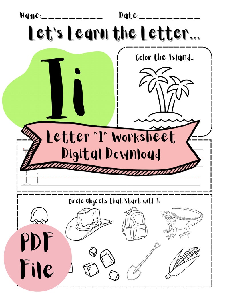 Alphabet Letter I Homework Letter Word Search and Matching School ...