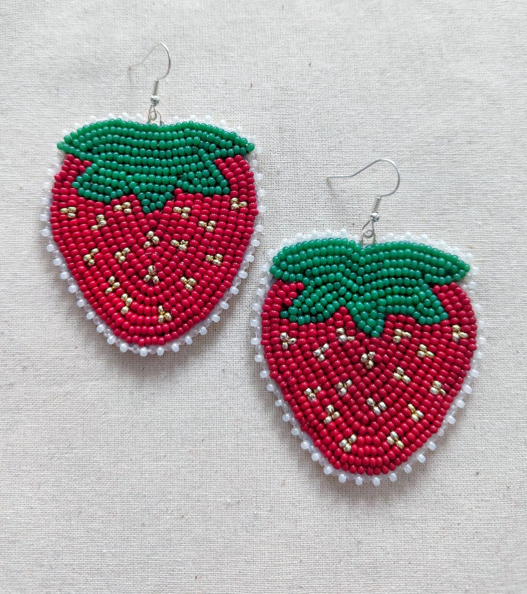 Strawberry Beaded Earrings Handmade Indigenous Beadwork MADE TO ORDER ...