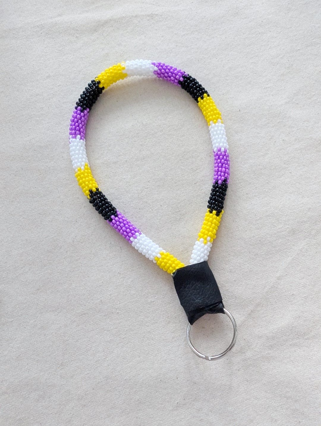 Beaded Keychain Wristlet Non-binary Handmade Indigenous Beadwork Wrist ...