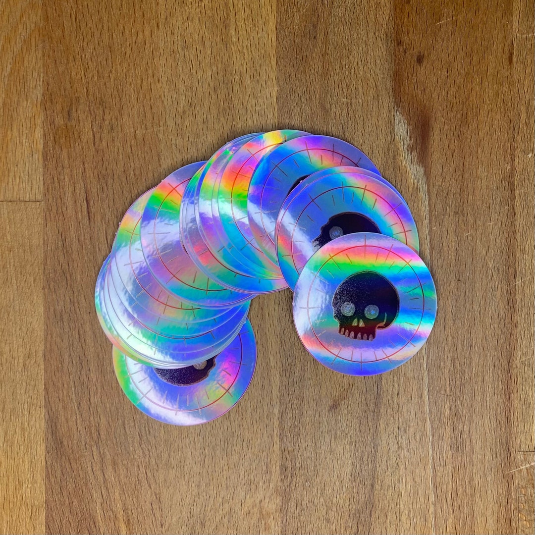 Holo Skull Sticker Holographic Skull Sticker - Etsy