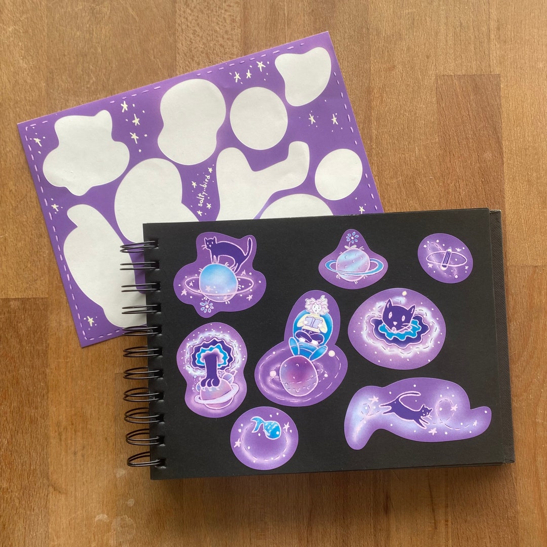 Cat in Space Sticker Sheet 9 Cats and a Girl Stickers Sticker Sheet ...