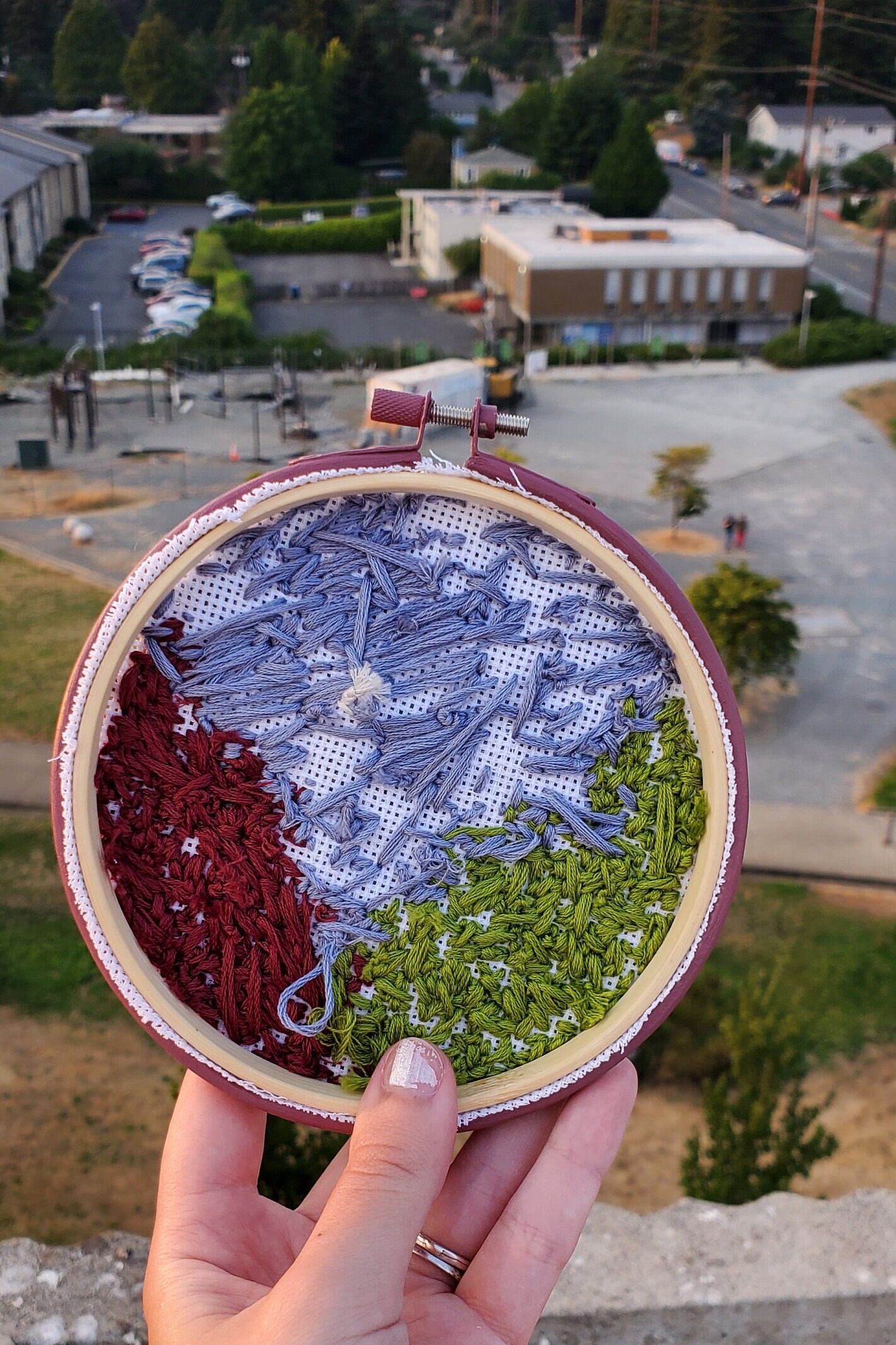 Twilight Moon Against the Tree Line Embroidery - Etsy