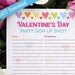 Printable Valentine's Day Party Sign up Sheet, Class Valentine's Day ...