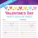 Printable Valentine's Day Party Sign up Sheet, Class Valentine's Day ...