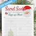 Printable Secret Santa Gift Exchange Sign up Sheet, Christmas Secret ...