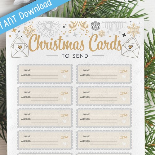Printable Christmas Card Tracker Christmas Cards to Send - Etsy