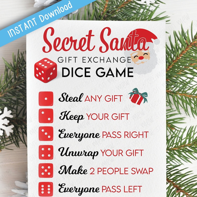Secret Santa Dice Game - Etsy