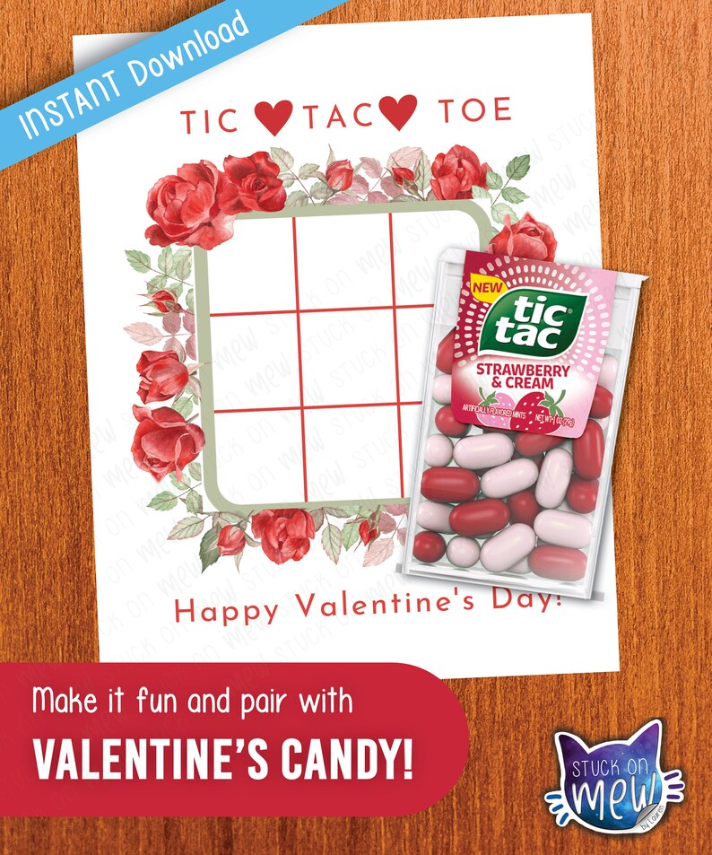 Valentine's Day Tic Tac Toe Game: Printable Party Favor (instant ...