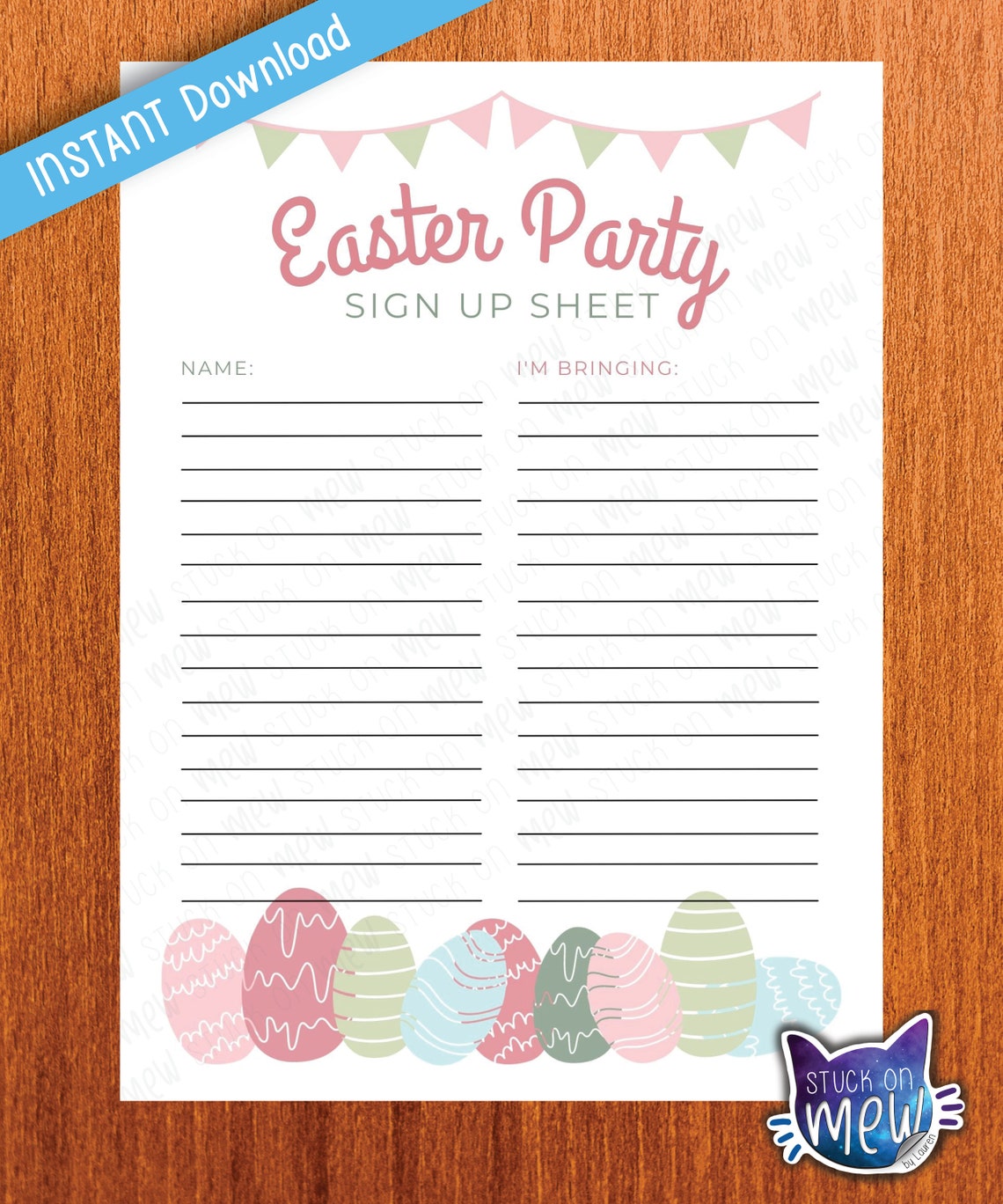Printable Easter Party Sign up Sheet, Class Easter Party I'm Bringing ...
