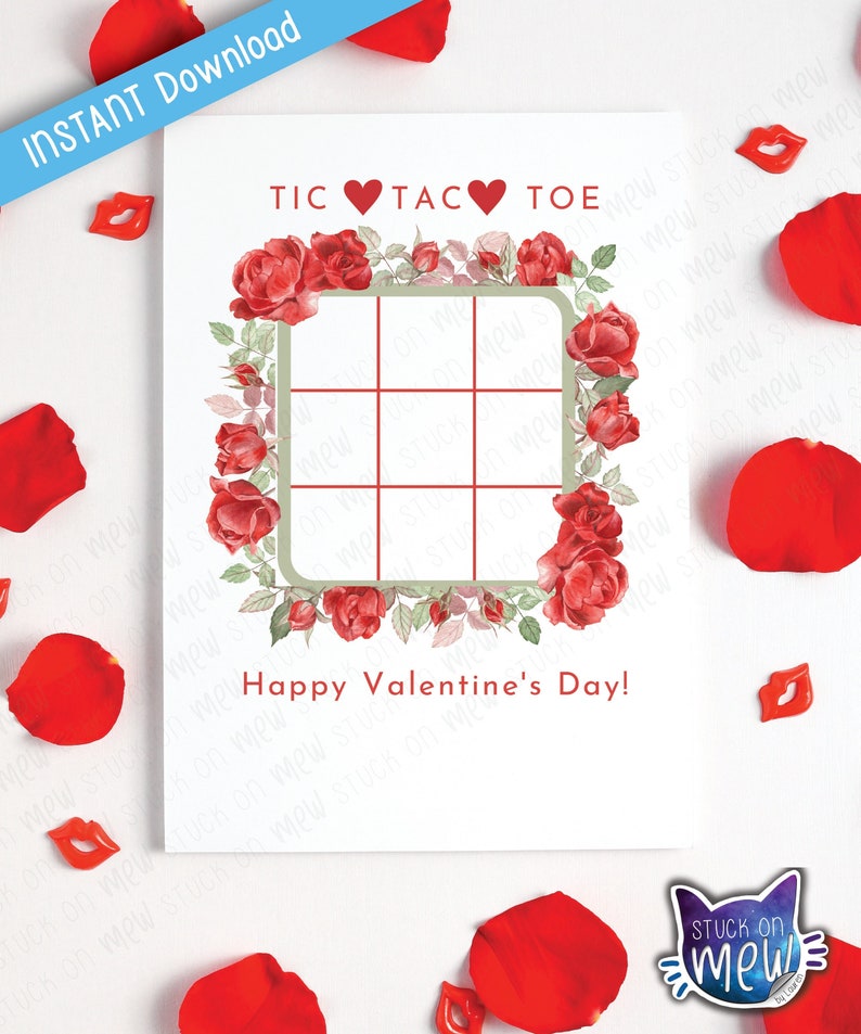 Valentine's Day Tic Tac Toe Game: Printable Party Favor (instant ...