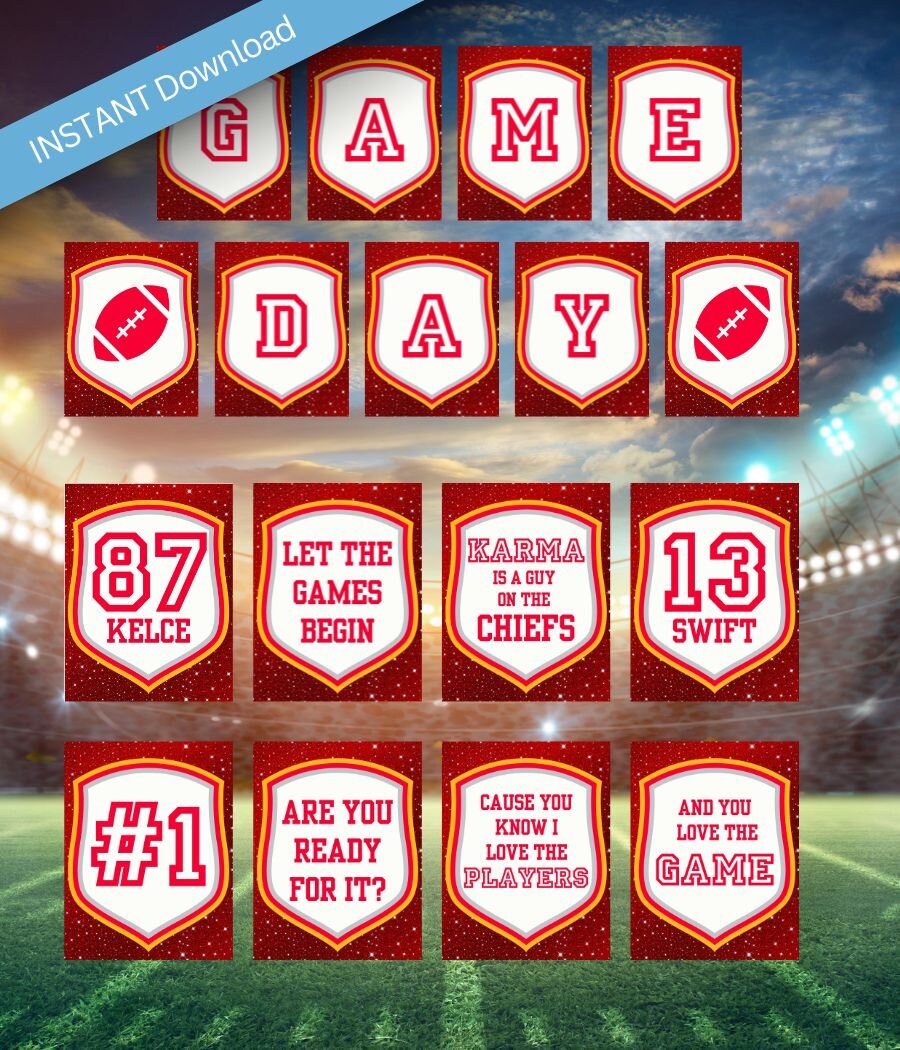 Chiefs Football Party Banner: Swifty Football Decorations (digital ...