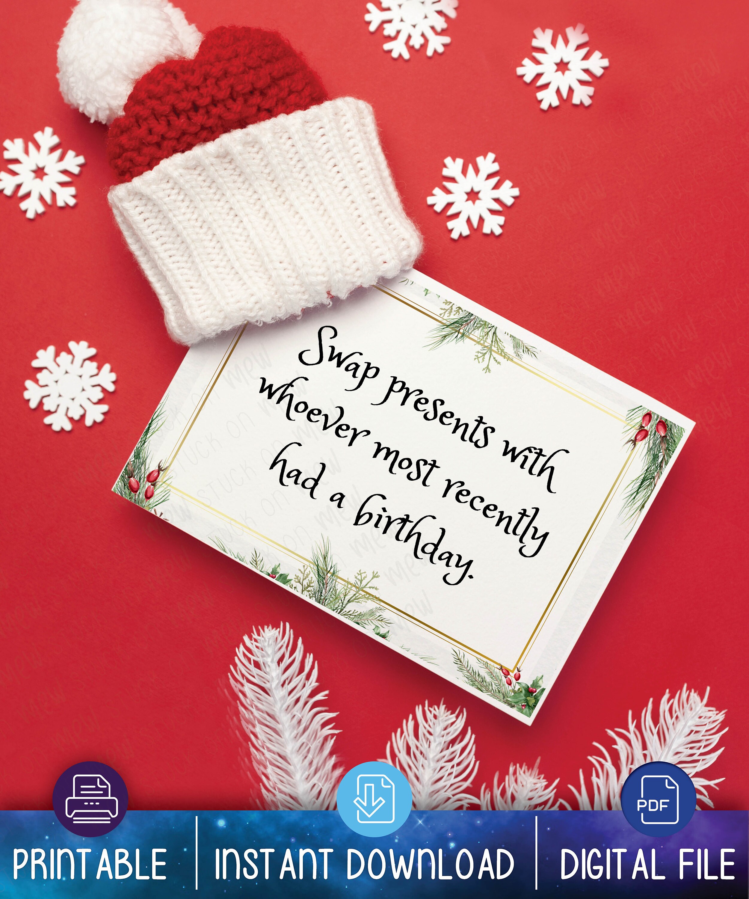 Printable Christmas Game Gift Exchange, Christmas Gift Exchange Cards ...