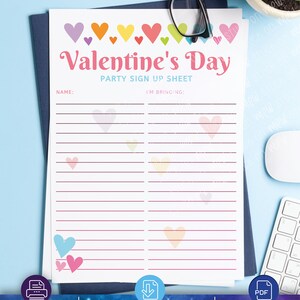 Editable Valentine's Day Party Sign up Sheet (printable Download) - Etsy