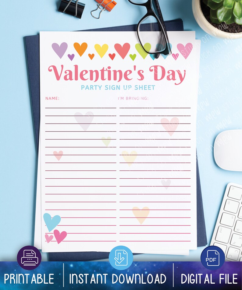 Editable Valentine's Day Party Sign up Sheet, Class Valentine's Day ...