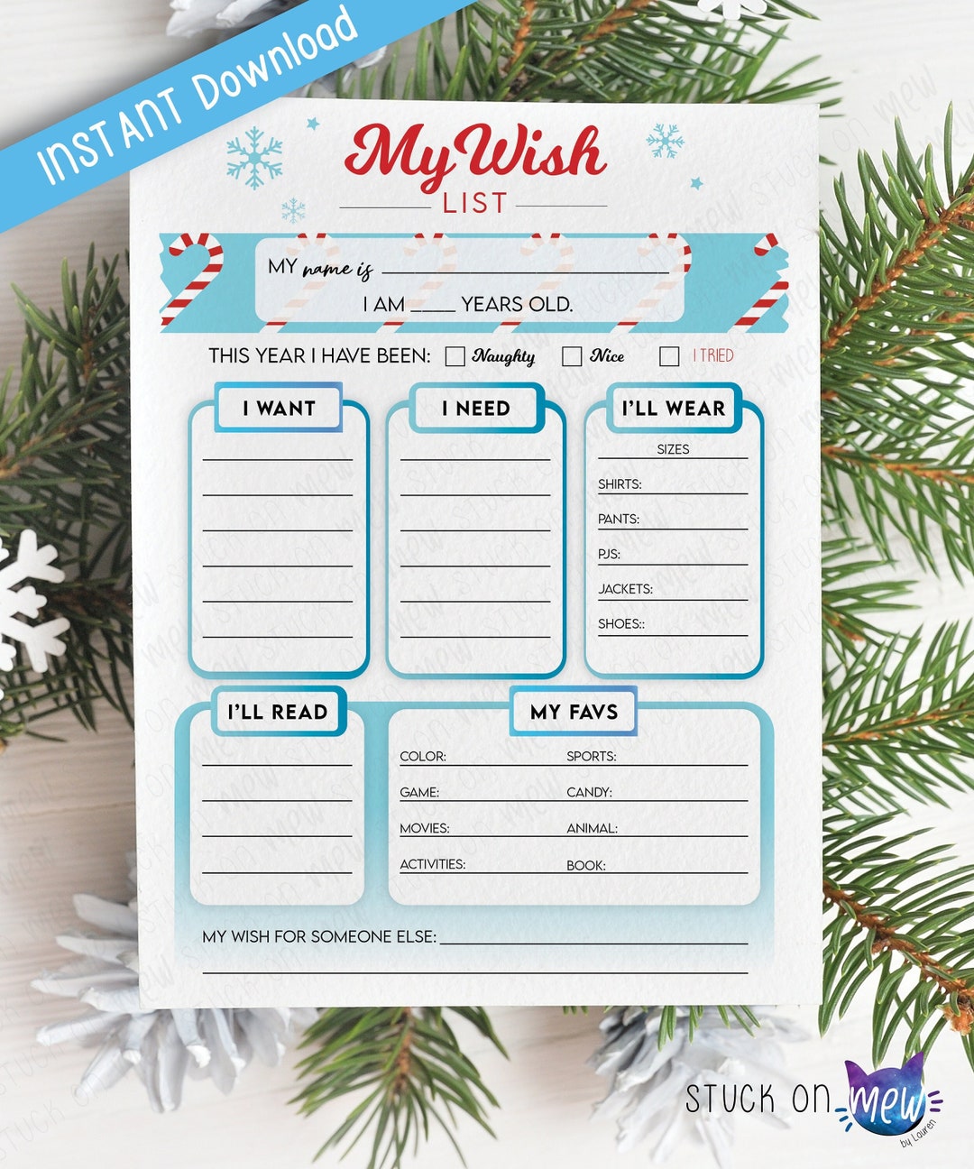 Printable Christmas Gift Wish List Template My Wish List Christmas Printable Christmas Gift Wish List Template My Wish List Christmas