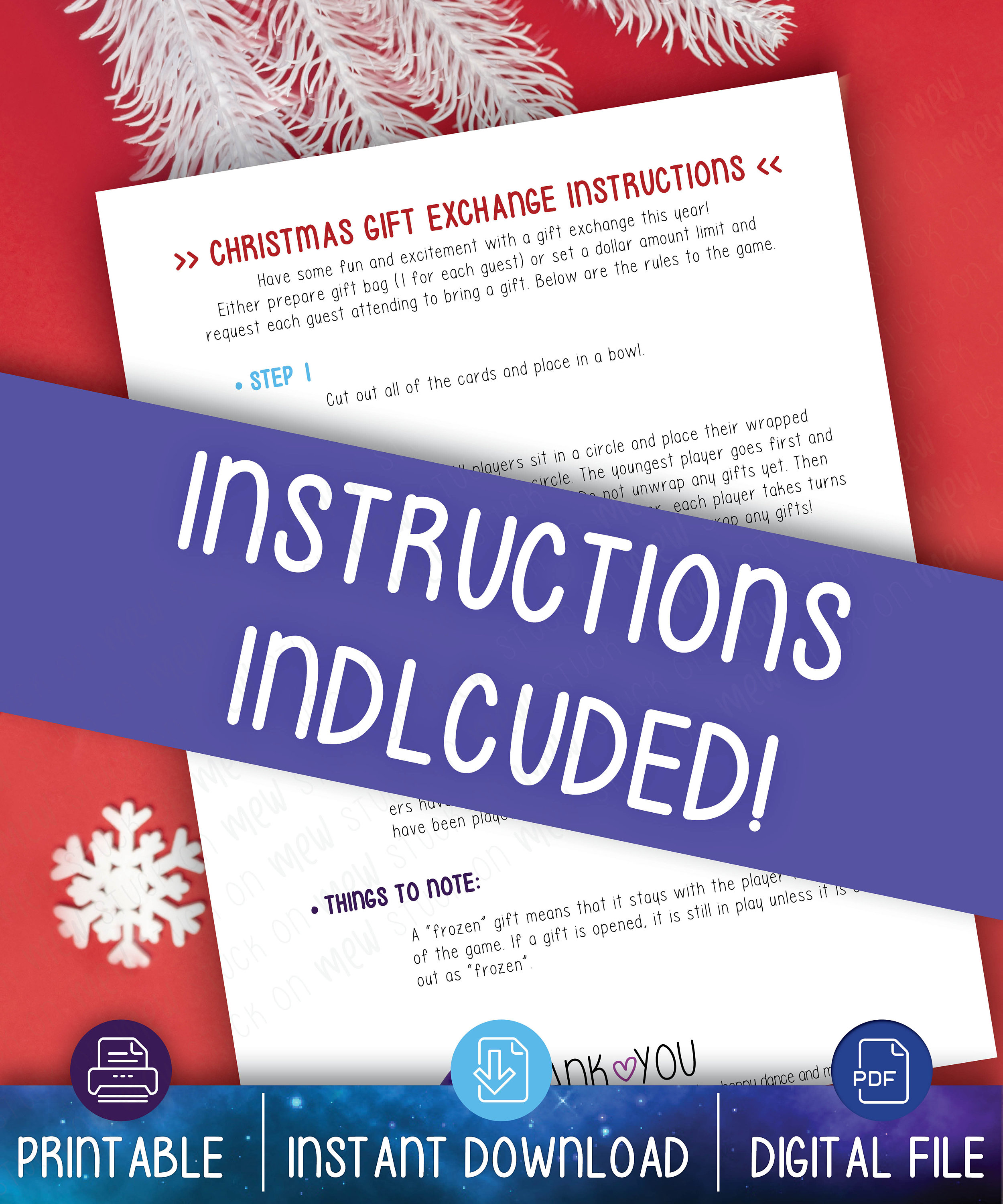 Printable Christmas Game Gift Exchange, Christmas Gift Exchange Cards ...