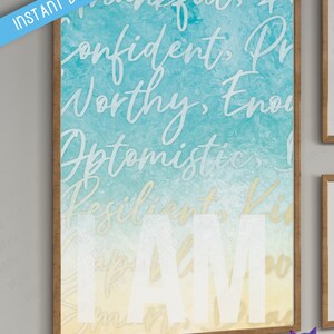 Instant Download Positive Affirmations I Am Printable Wall Art Print, I ...