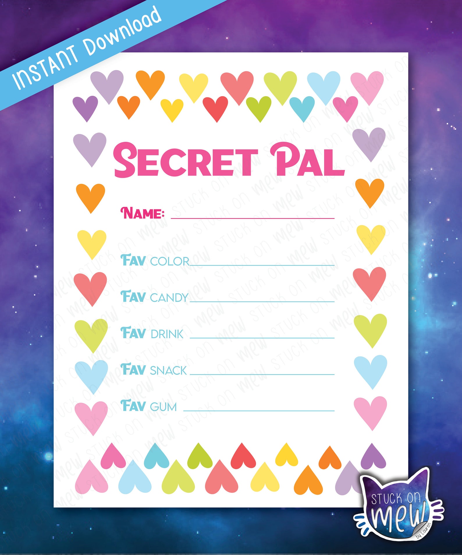 Printable Kids Secret Pal Valentine's Day Gift Exchange, Valentine's ...