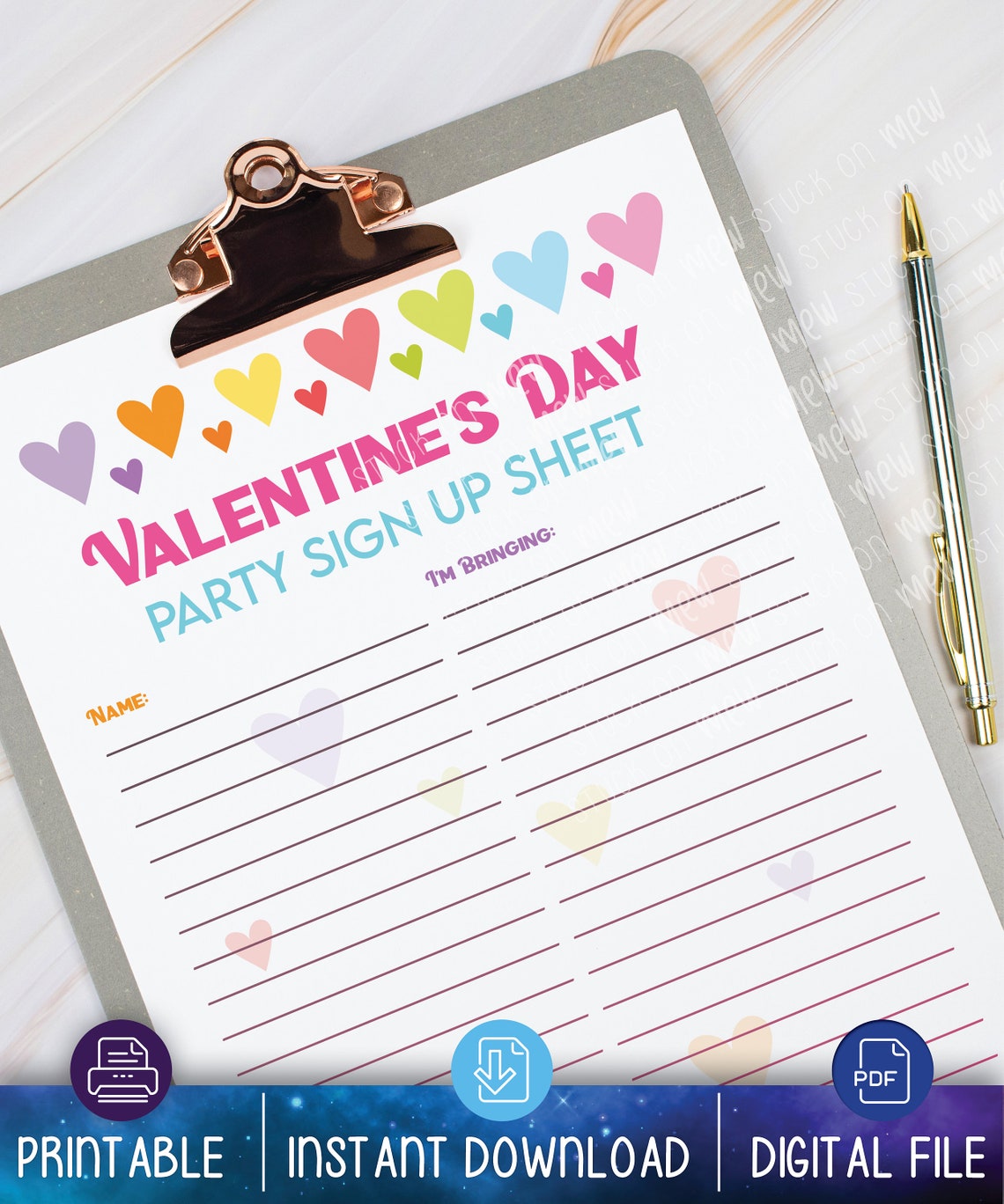 Printable Valentine's Day Party Sign up Sheet, Class Valentine's Day ...