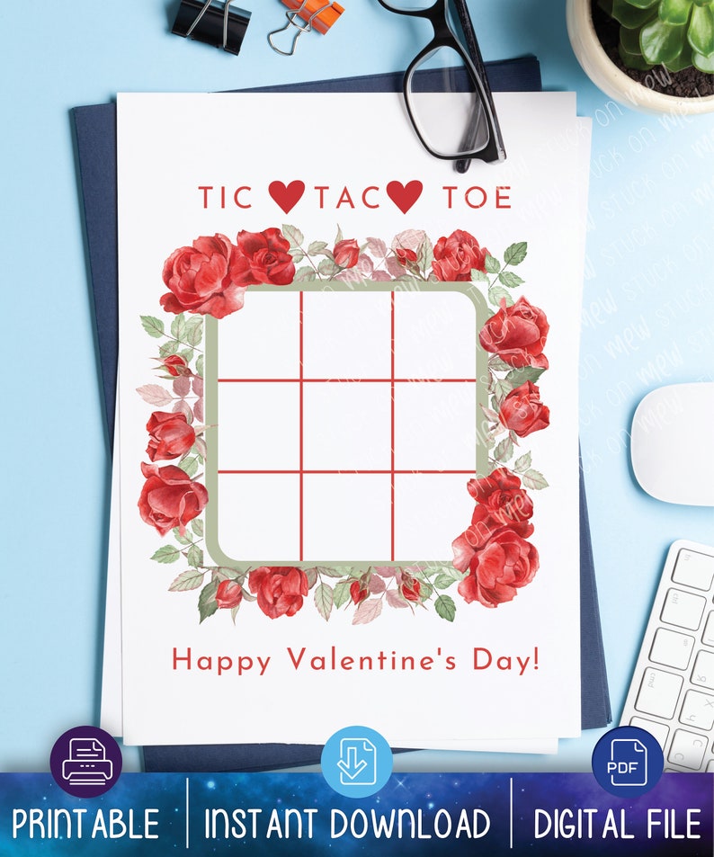 Valentine's Day Tic Tac Toe Game: Printable Party Favor (instant ...
