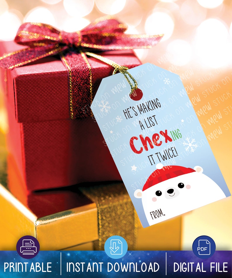 Chex Mix Christmas Gift Tag, Chex Bag Gift Tag, Polar Bear Gift Tag ...