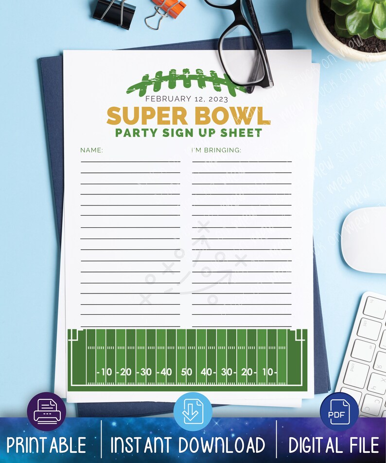 Editable Super Bowl Party Sign up Sheet: Printable Food List (PDF) - Etsy
