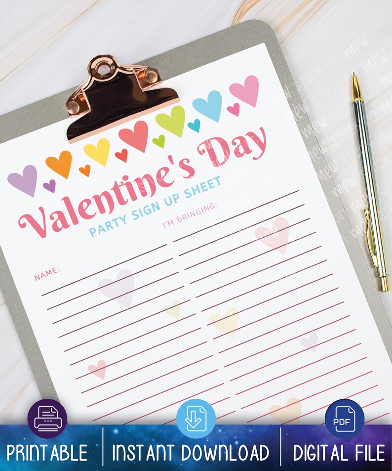 Editable Valentine's Day Party Sign up Sheet (printable Download) - Etsy