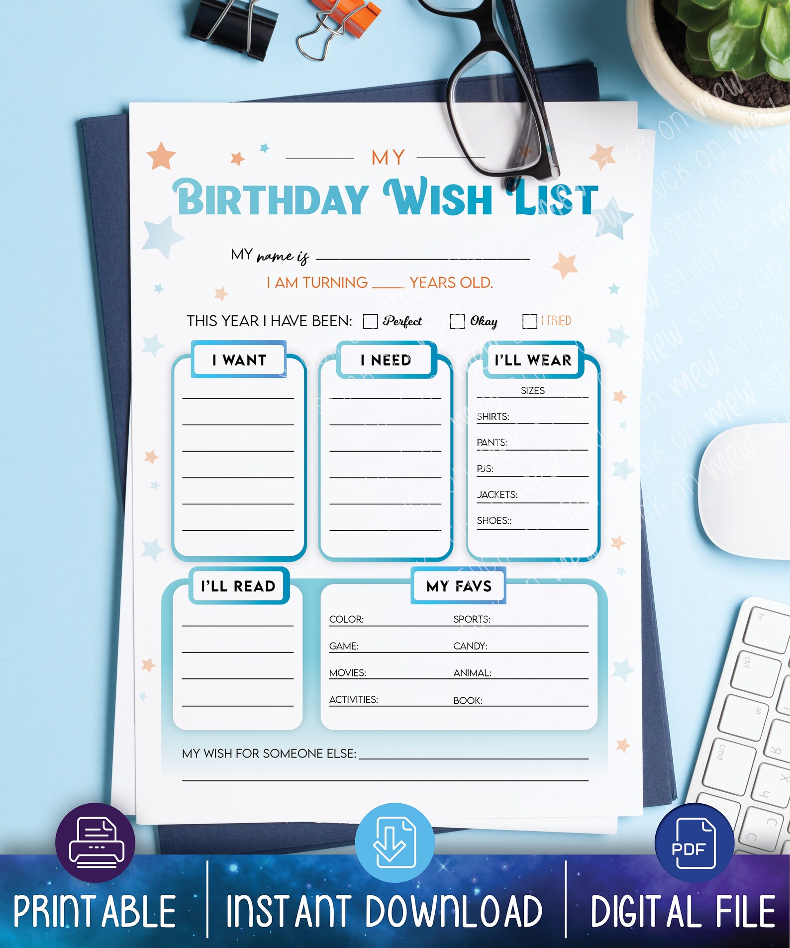 Printable Birthday Gift Wish List Template Kid s Birthday Wish List Printable Birthday Gift Wish List Template Kid s Birthday Wish List