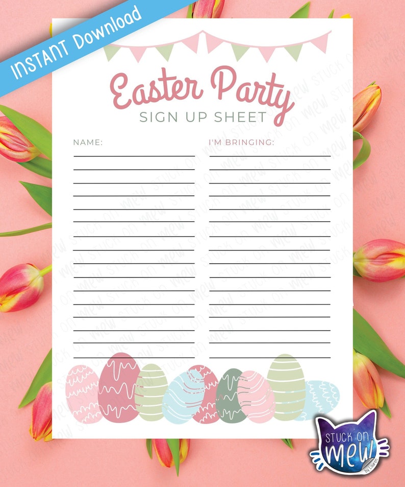 Printable Easter Party Sign-up Sheet (PDF, JPEG) - Etsy