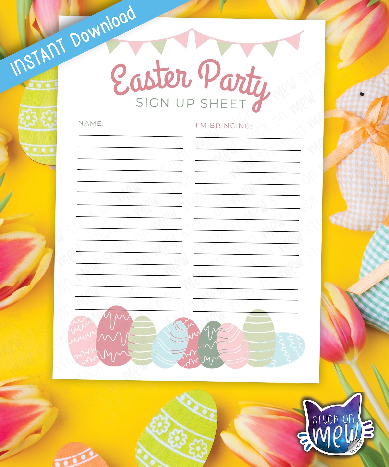 Printable Easter Party Sign-up Sheet (PDF, JPEG) - Etsy