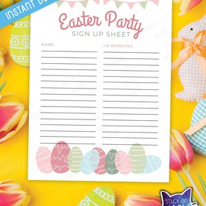 Printable Easter Party Sign-up Sheet (PDF, JPEG) - Etsy