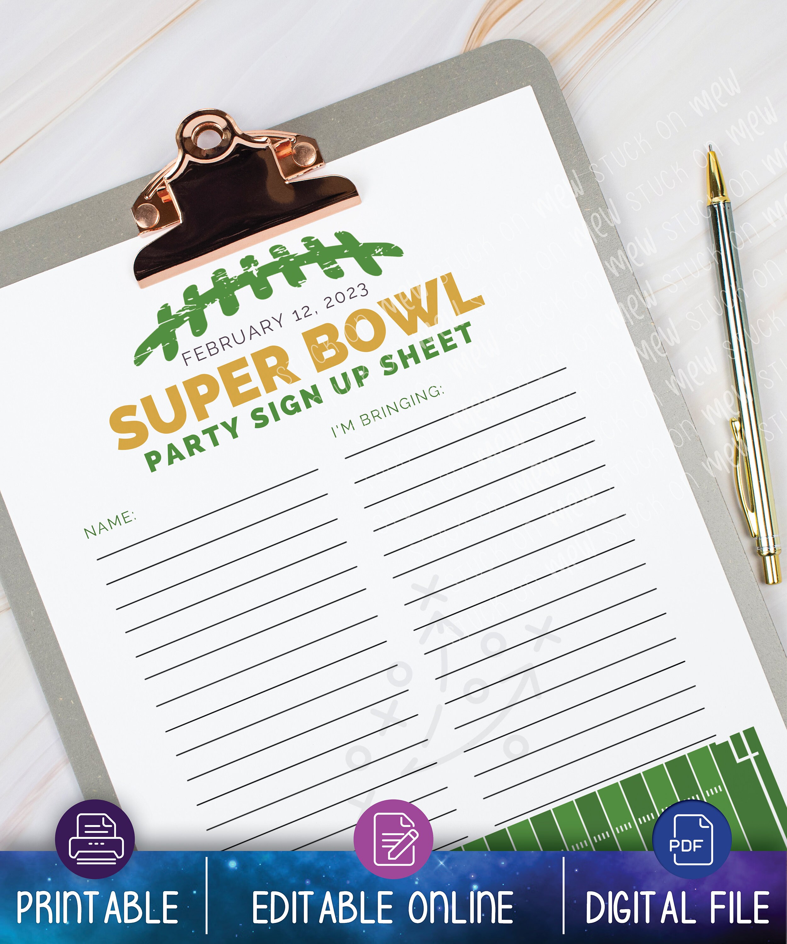 Editable Super Bowl Party Sign up Sheet: Printable Food List (PDF) - Etsy