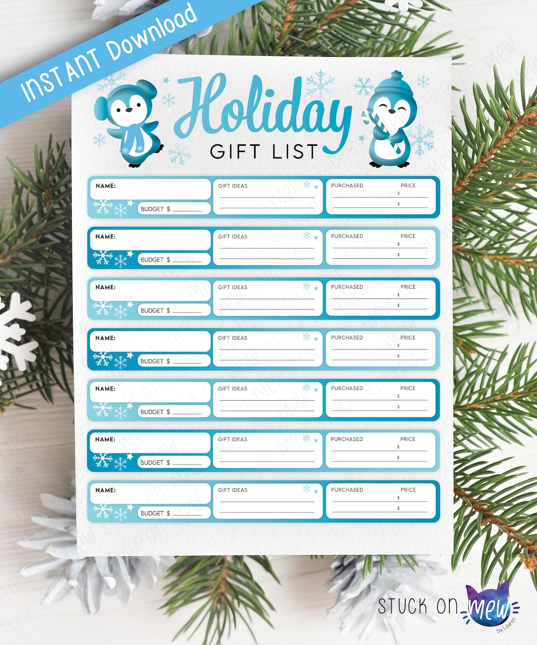 Printable Holiday Gift List Template, Gift Tracker List, Christmas Gift ...