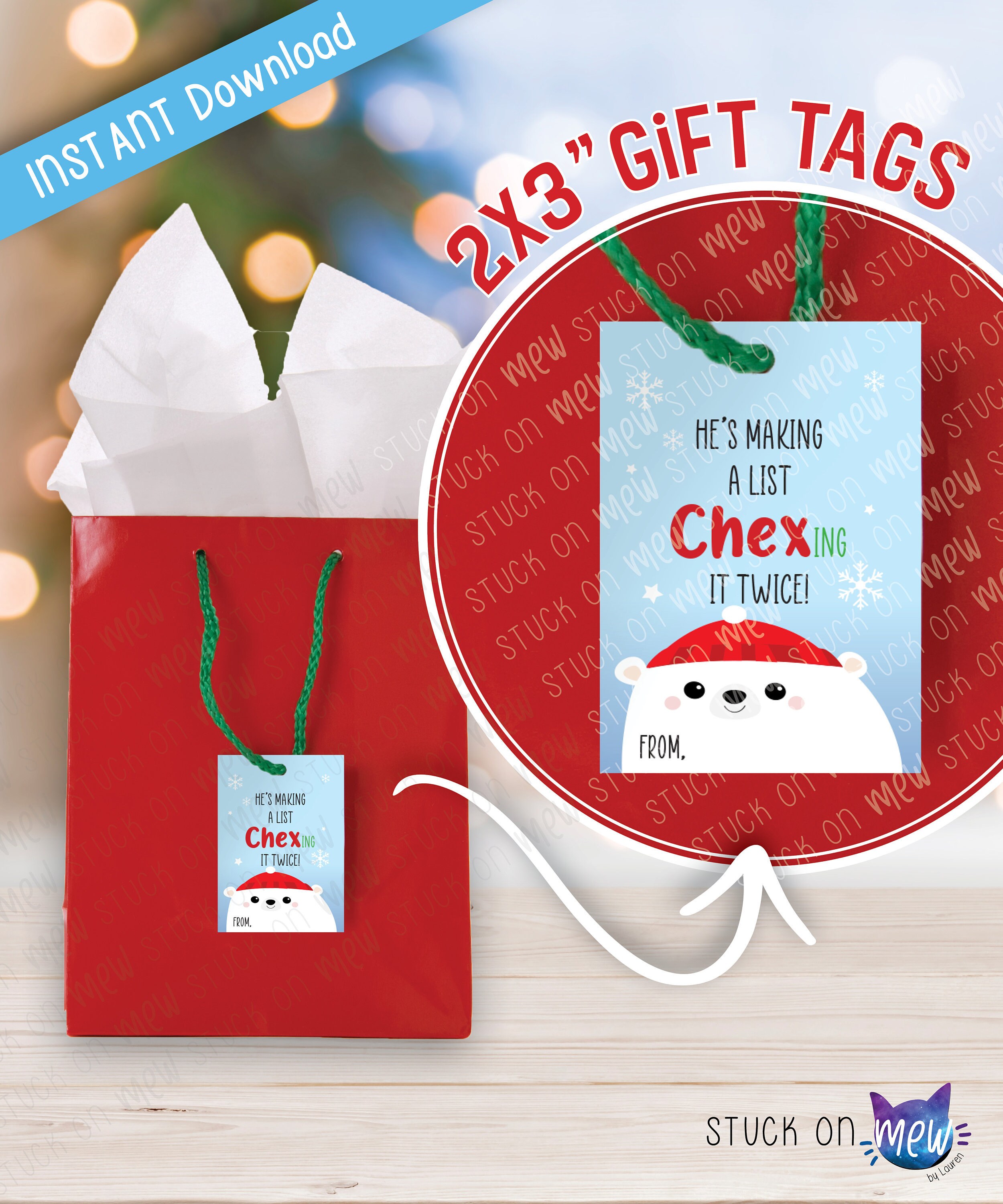 Chex Mix Christmas Gift Tag, Chex Bag Gift Tag, Polar Bear Gift Tag ...