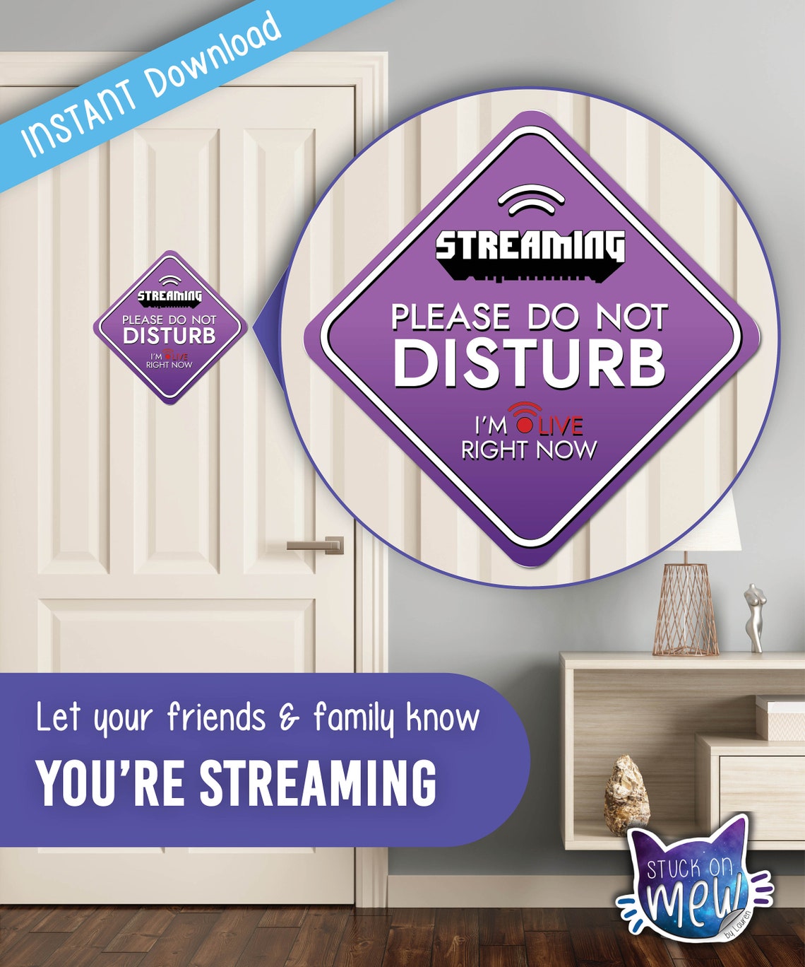 Streaming Live Please Do Not Disturb, Do Not Enter Hanging Sign, Twitch ...