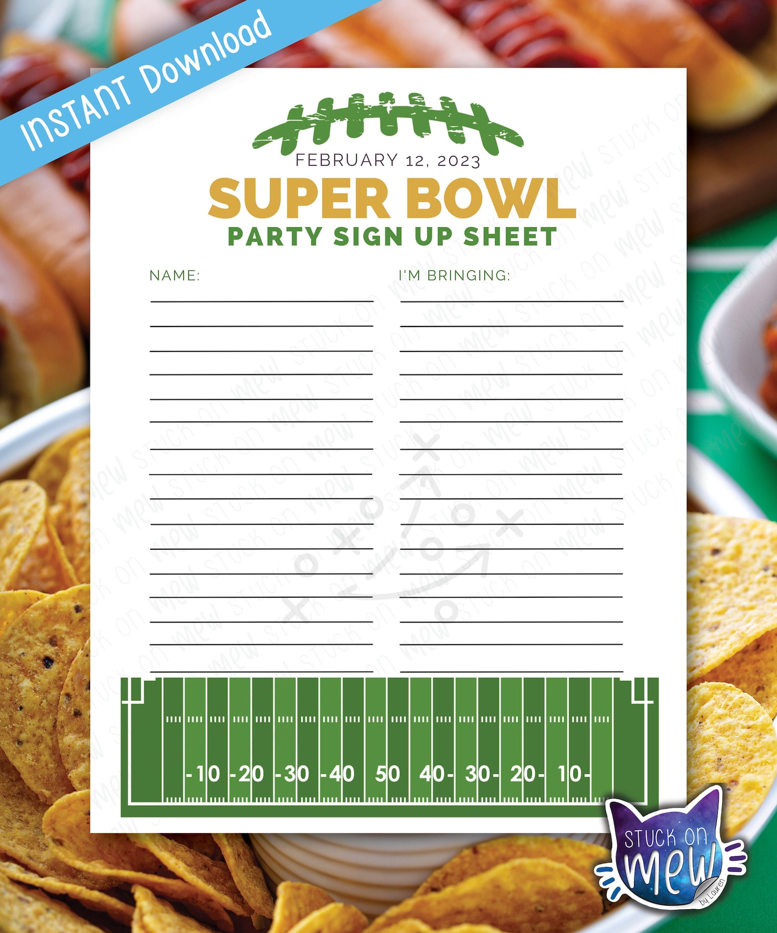 Editable Super Bowl Party Sign up Sheet: Printable Food List (PDF) - Etsy