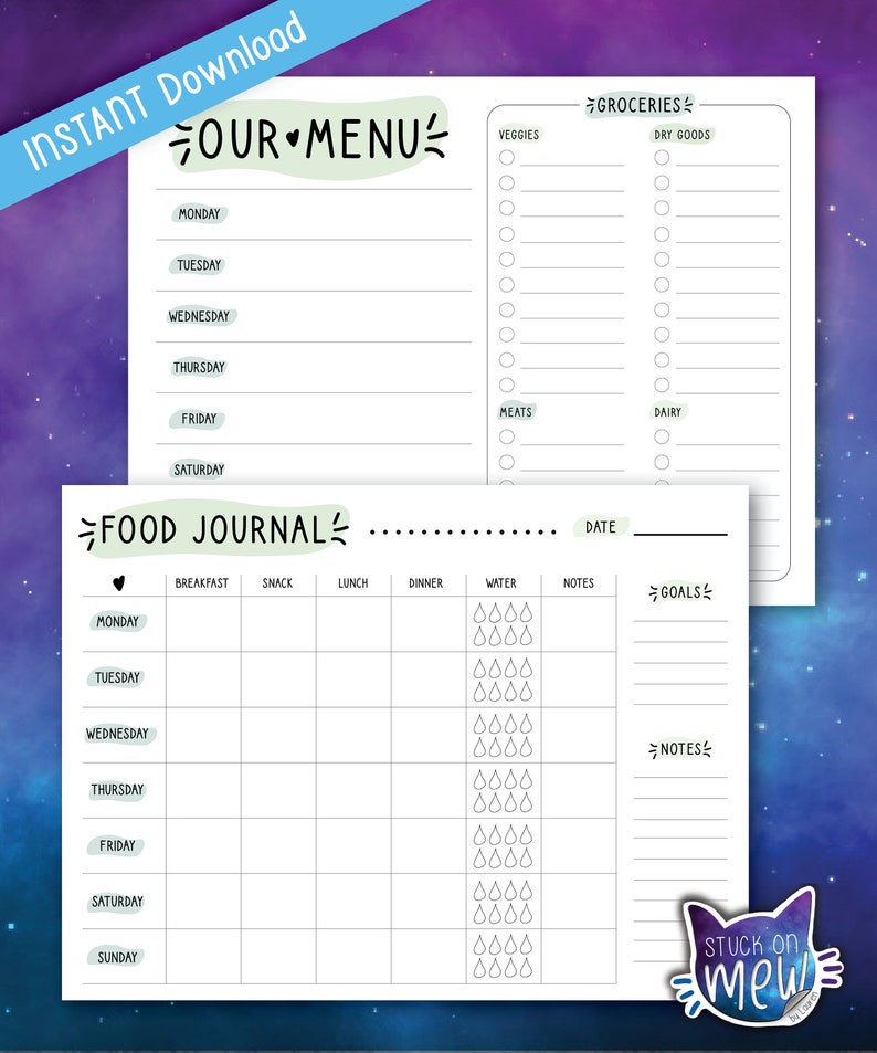 Printable Meal Planner Bundle, Our Menu, Menu Planning, Grocery List ...