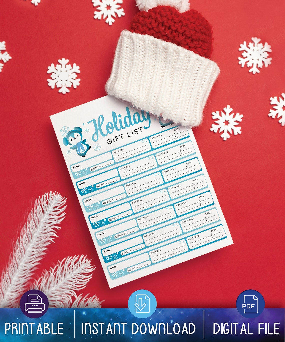 Printable Holiday Gift List Template, Gift Tracker List, Christmas Gift ...