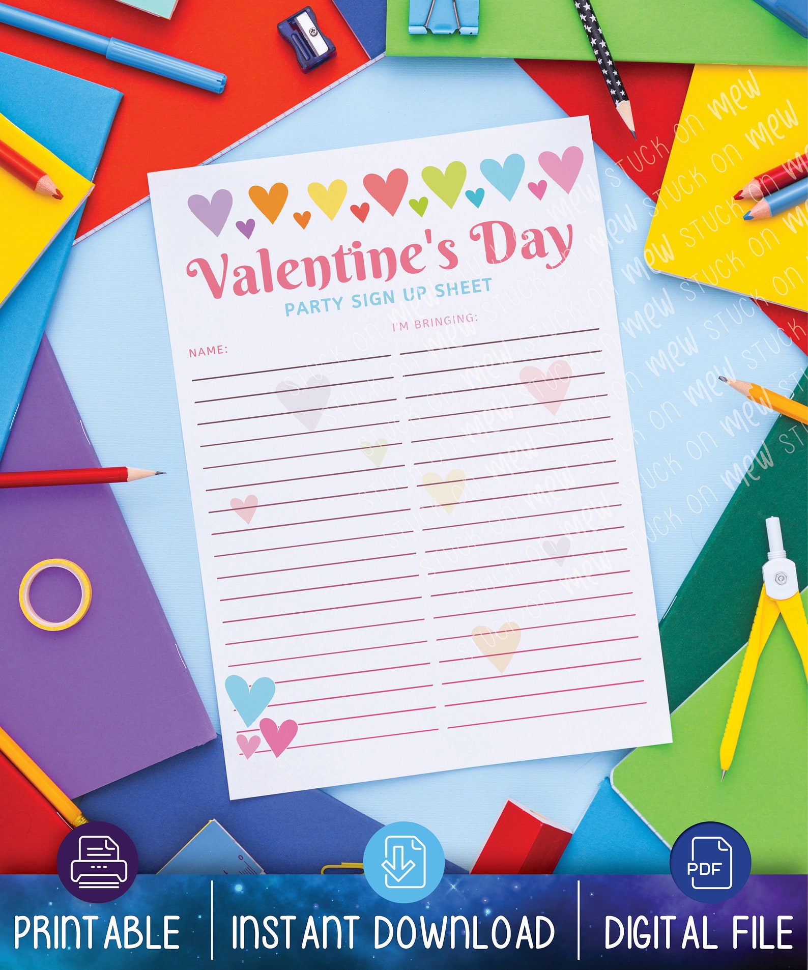 Editable Valentine's Day Party Sign up Sheet (printable Download) - Etsy