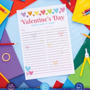 Editable Valentine's Day Party Sign up Sheet, Class Valentine's Day ...