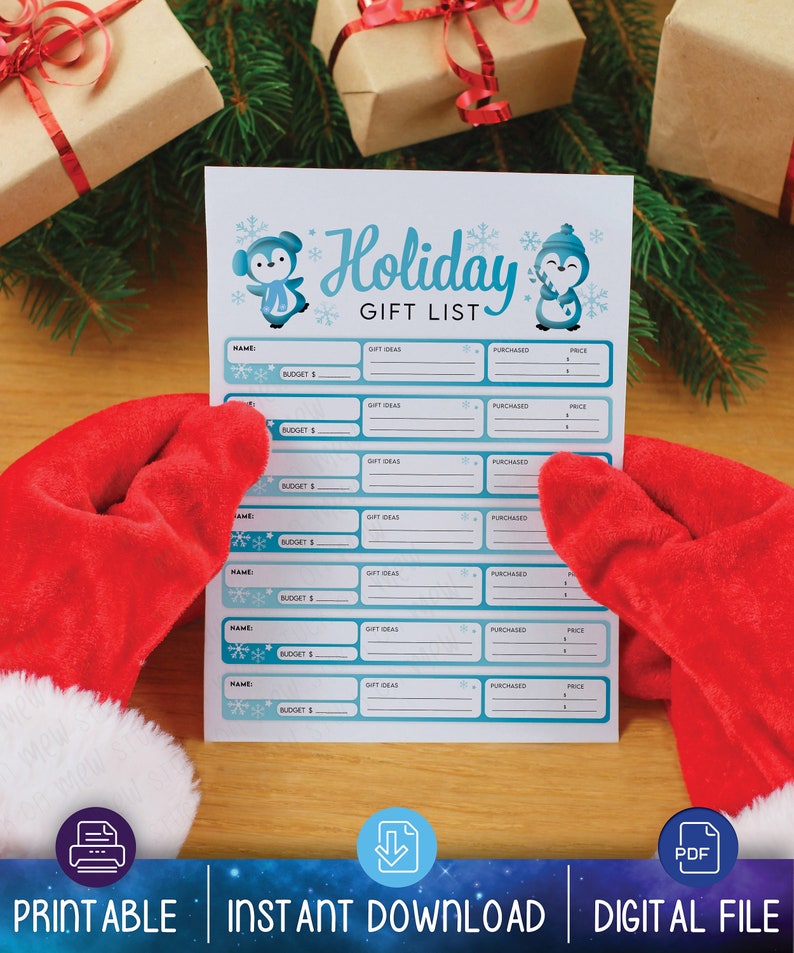Printable Holiday Gift List Template, Gift Tracker List, Christmas Gift ...